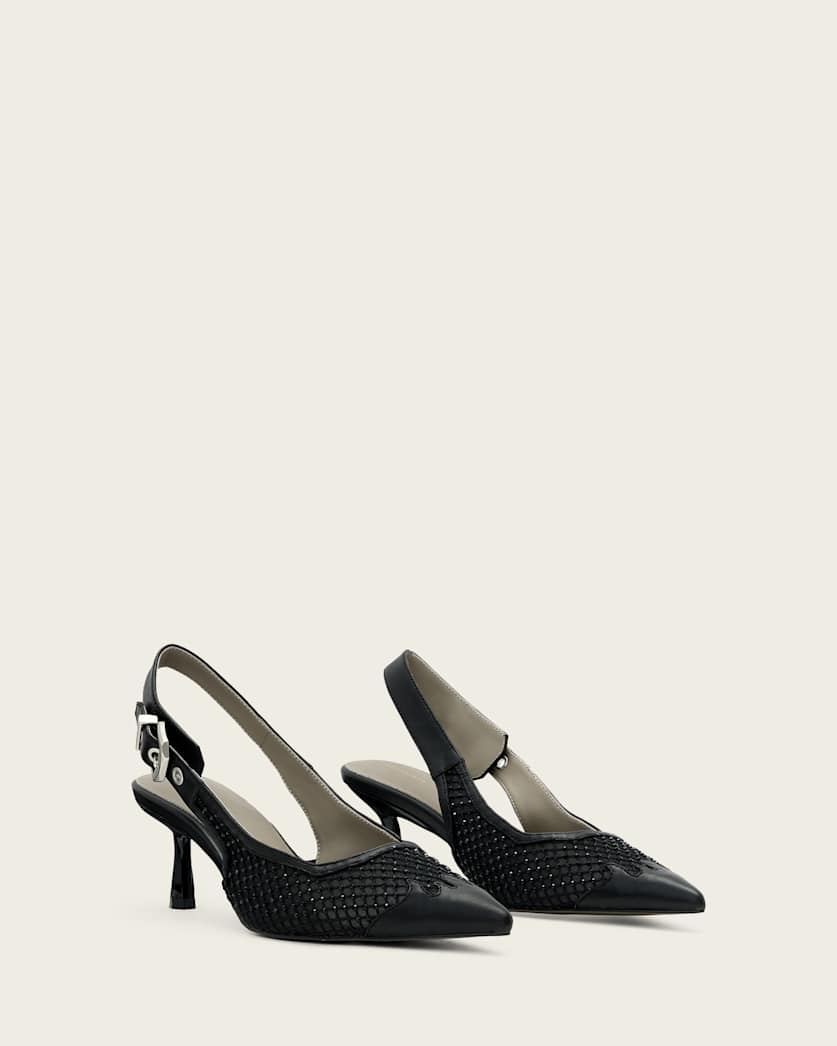 Idiya Mesh Slingback Shoes Black | ALLSAINTS US